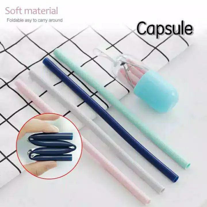 Foldable Straw Capsule - Silicone Straw Capsule/Bamboo Straw Capsule ...