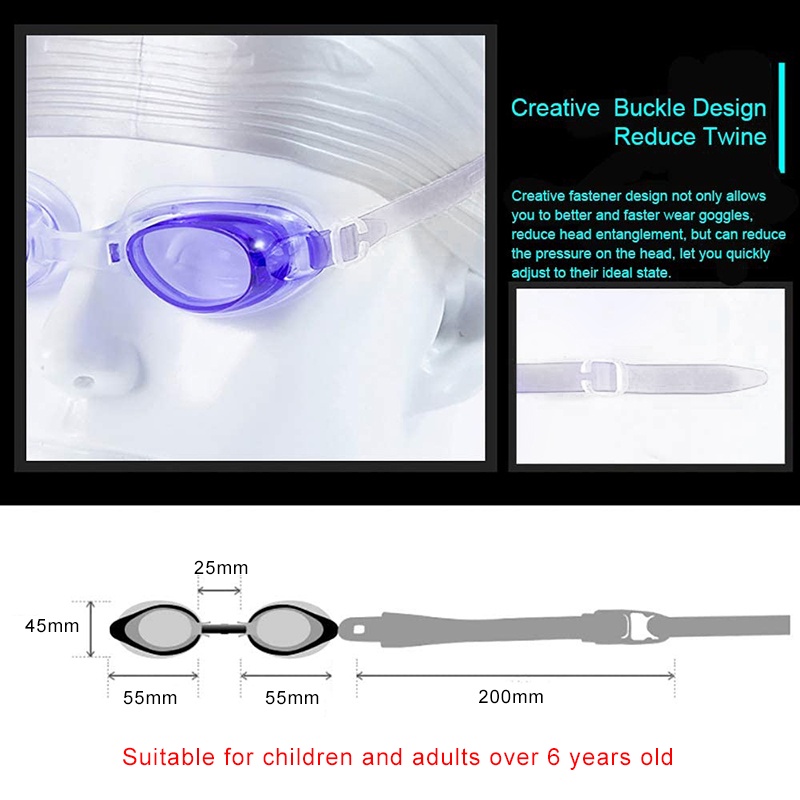 3-12age kids swimming goggles HD Large Frame Swim Goggles Waterproof ...