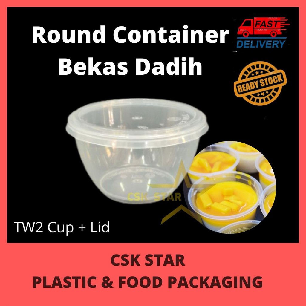 Bekas Dadih Round Container Plastic TW2 Cup + Lid | Shopee Malaysia