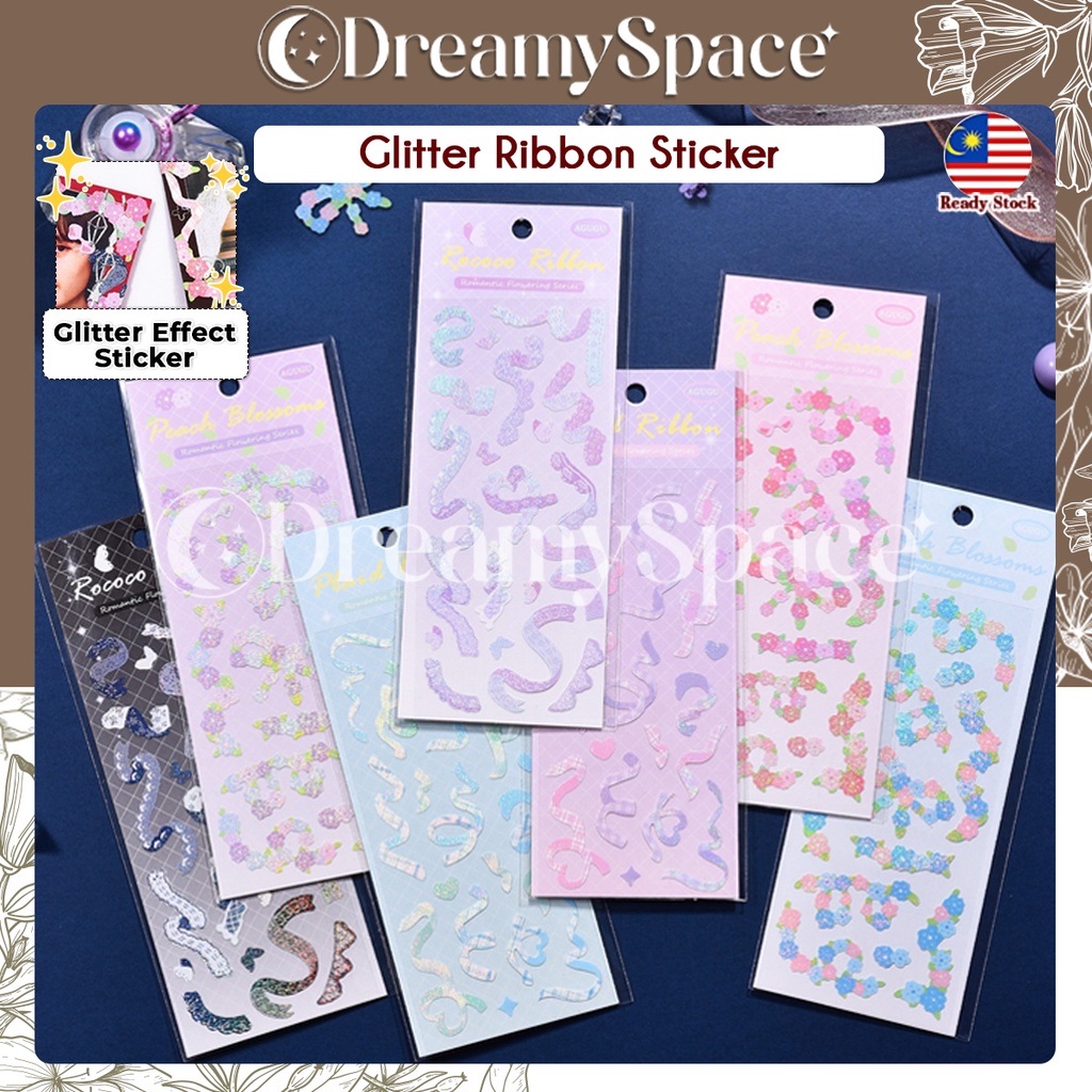 DreamySpace Korean Ins Shiny Ribbon Confetti Glitter Stickers DIY ...
