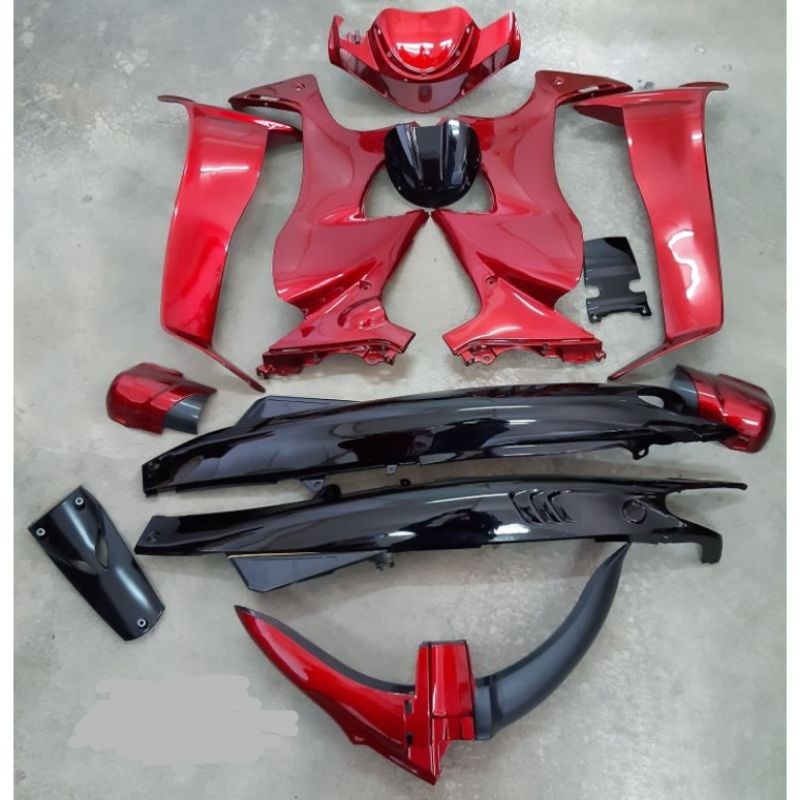 Cover Set + Stripe Yamaha 125 125Z 125ZR (Maroon + Hitam) 100% Original ...