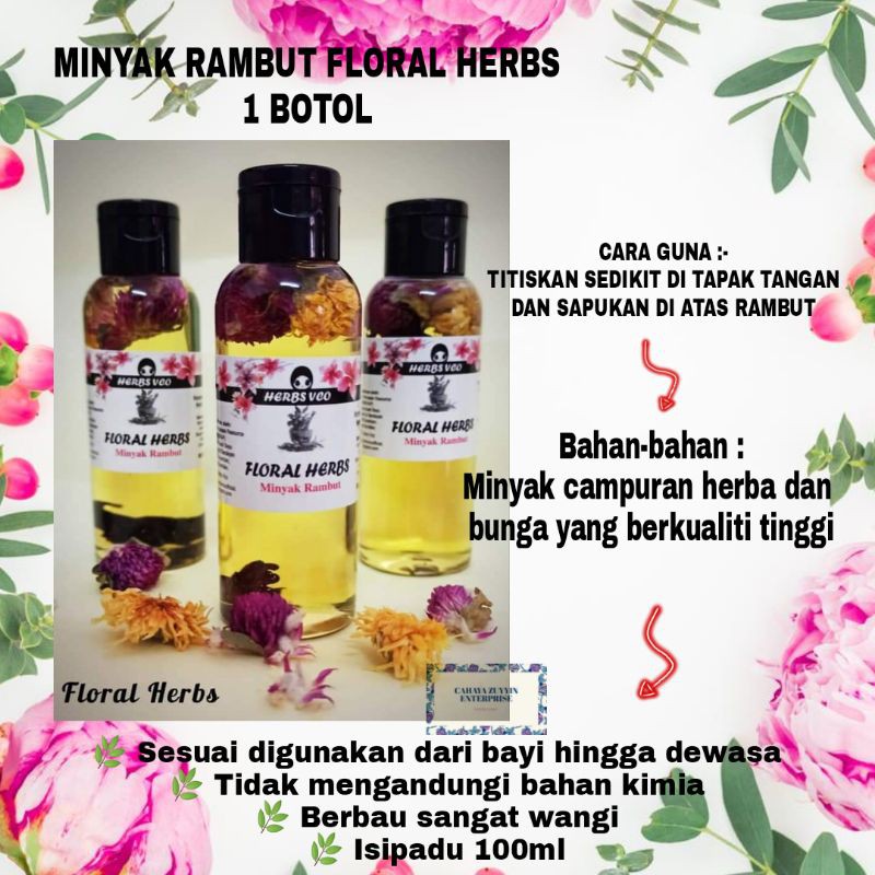 Minyak Rambut Floral Hair Oil 100ml 1Botol HERBS VCO | Shopee Malaysia