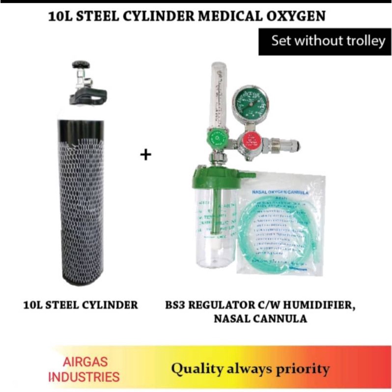 AIRGAS Medical Oxygen Compress full set with Cylinder steel 10L ...