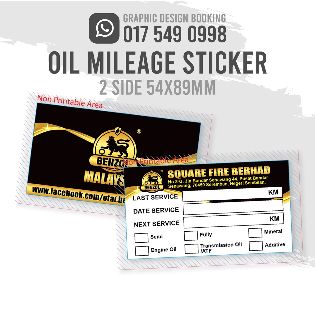 2 SIDE OIL MILEAGE STICKER / Reminder Sticker / Oil Sticker Custom # ...