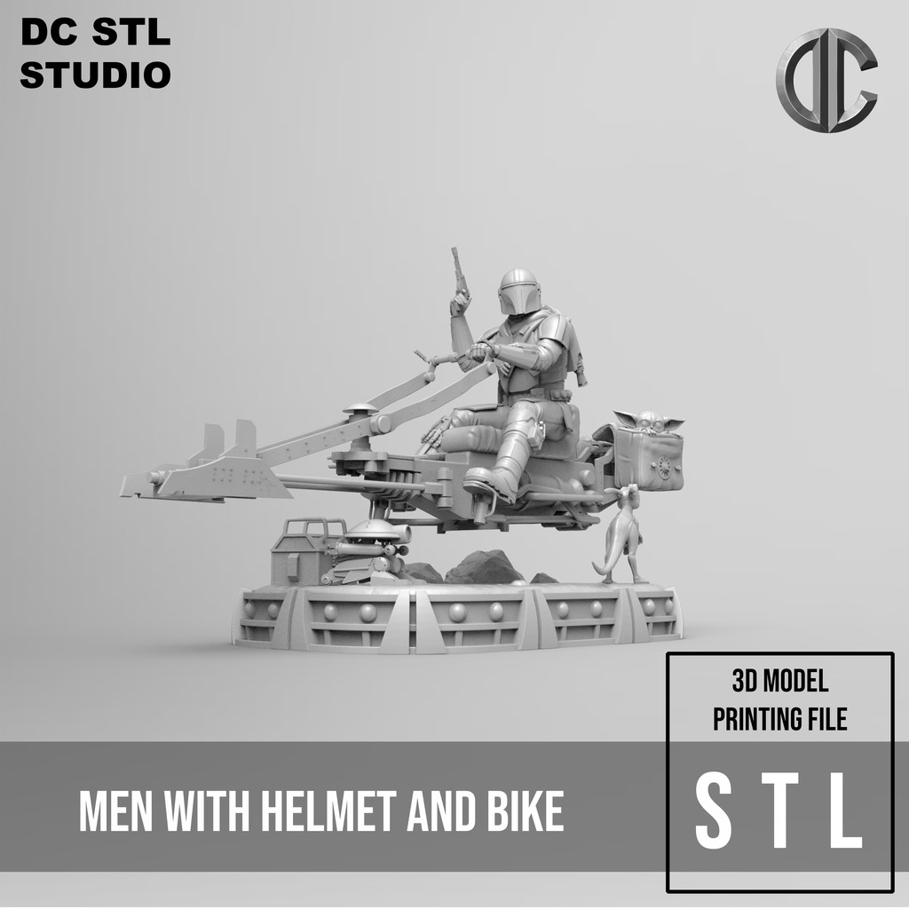A367 - Movie character , Men with helmet and bike, STL 3D model design ...