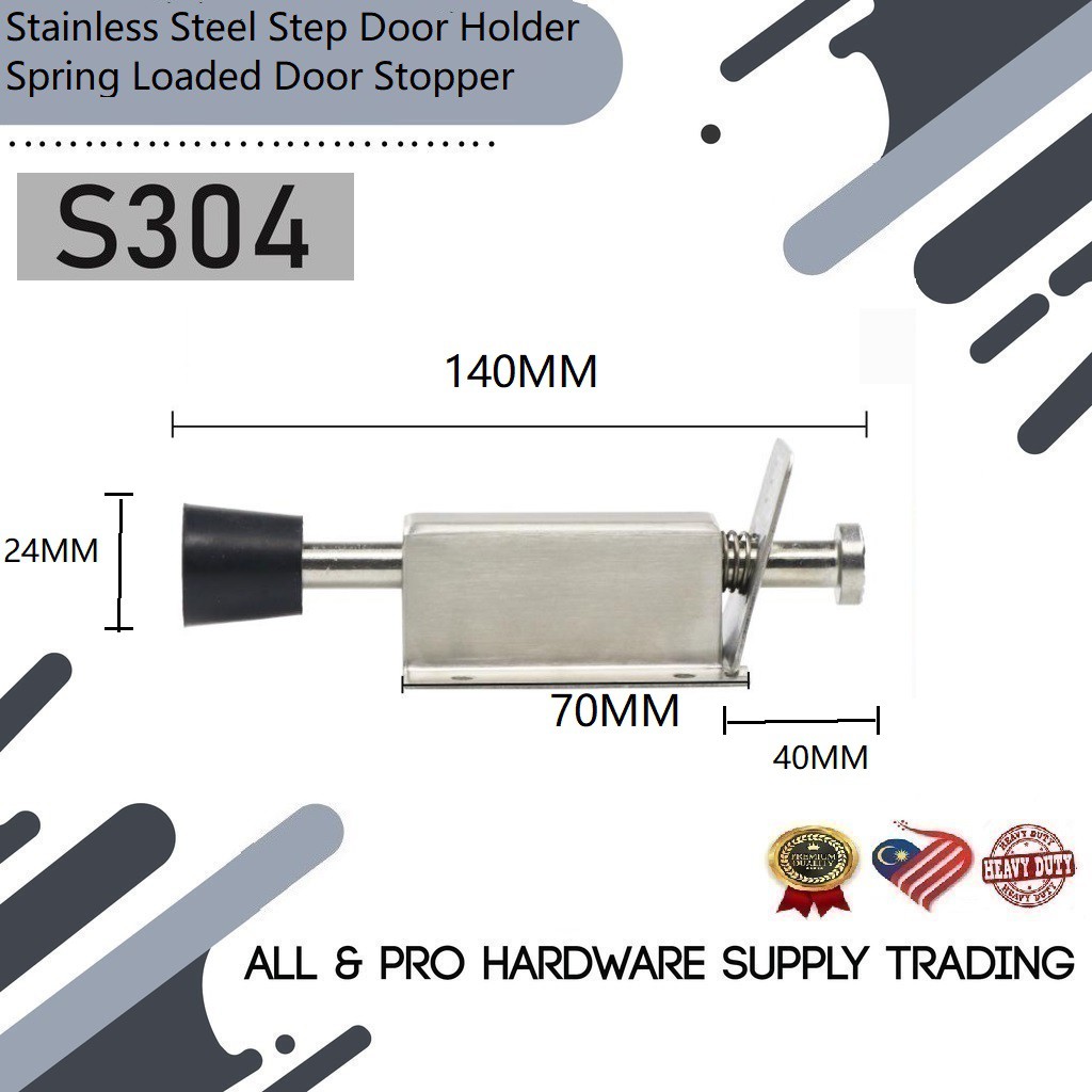 140MM SS304 Stainless Steel Step Door Holder Spring Loaded Door Stopper ...