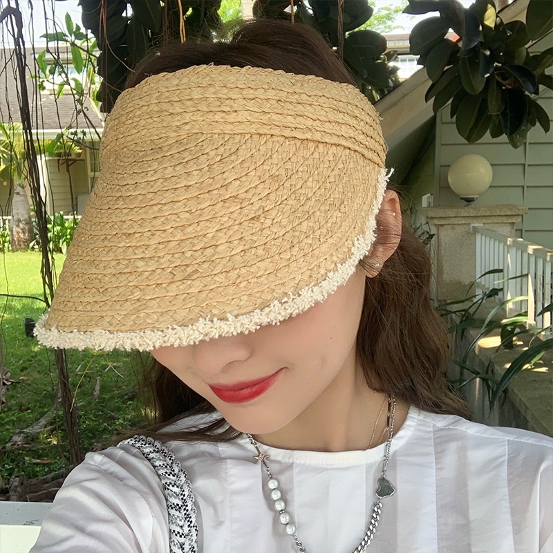 /S Miss/Raffia Fur Edge Hollow Top Hat Straw Foldable Temperament Style ...