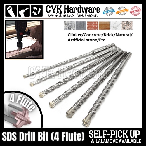 4 Flute SDS Plus Drill Bits For Rotary Hammer 110mm, 160mm, 210mm ...