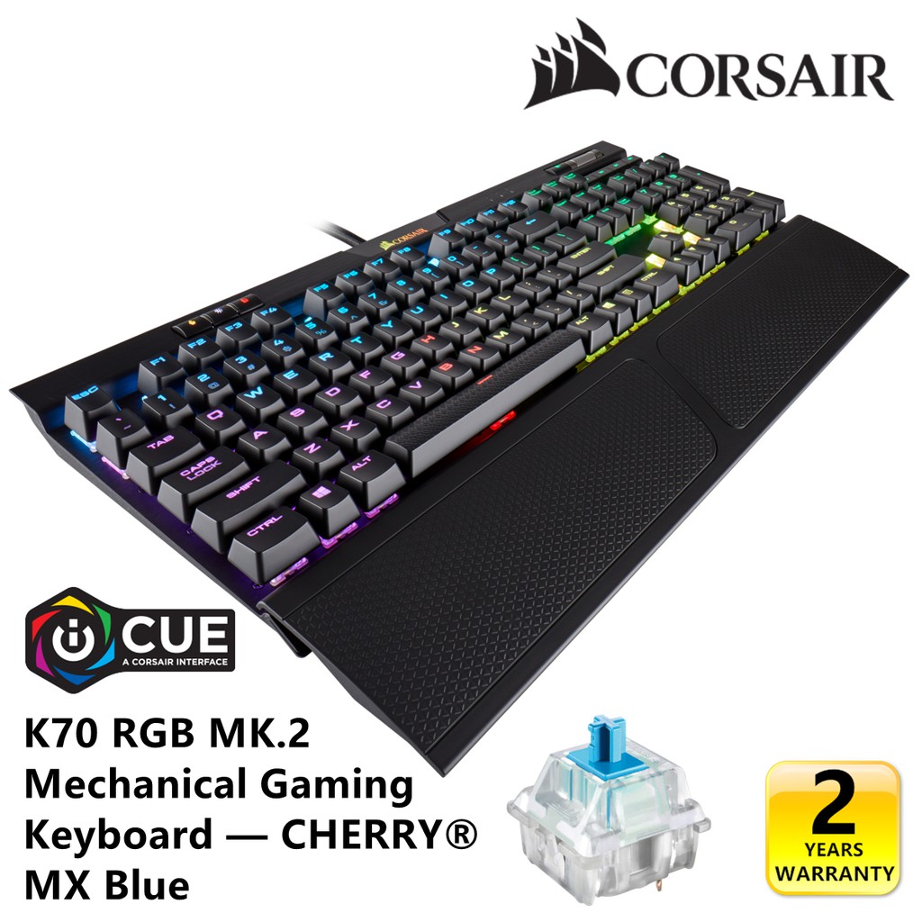 CORSAIR K70 RGB MK.2 Mechanical Gaming Keyboard — CHERRY MX Blue (CH-9109011-NA) | Shopee Malaysia