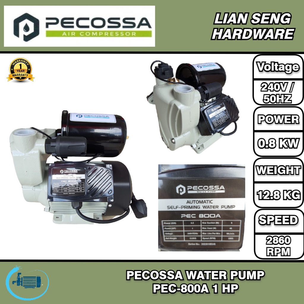 PECOSSA WATER PUMP PEC-800A 1HP | Shopee Malaysia