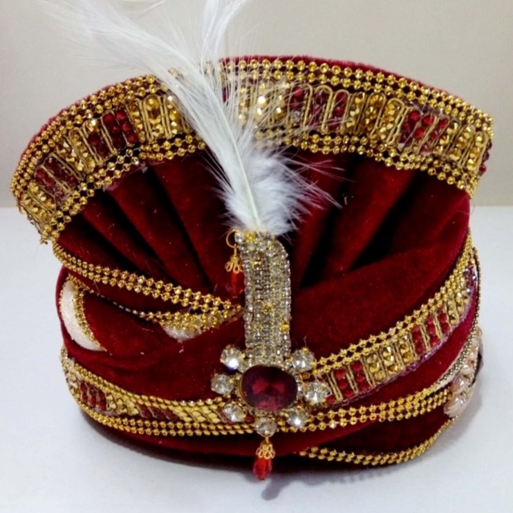 Thalapa / Embellished Art Velvet Turban ( Big Wedding Thalapa / Swamy ...