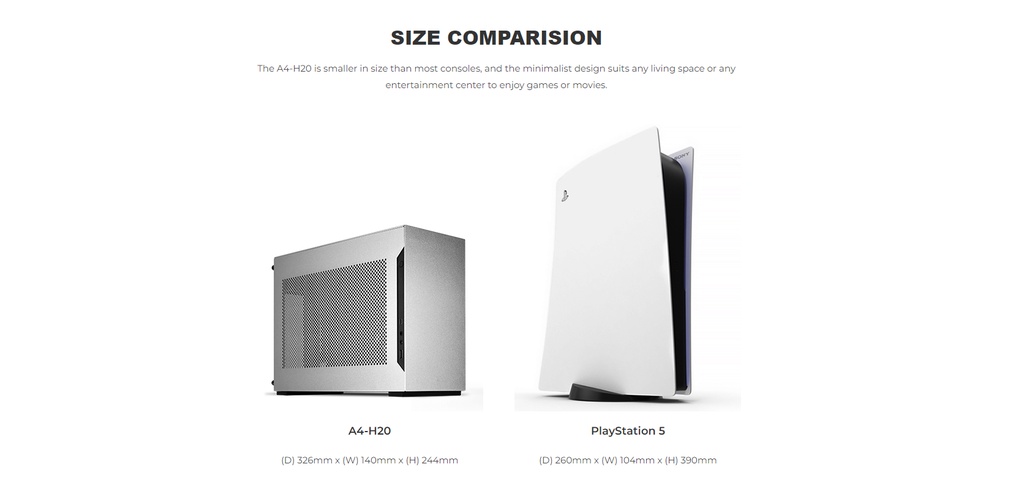 (AONE PLUS SS2) Lian Li A4-H20 Aluminum Mini-ITX Computer Case (PCIE 4. ...