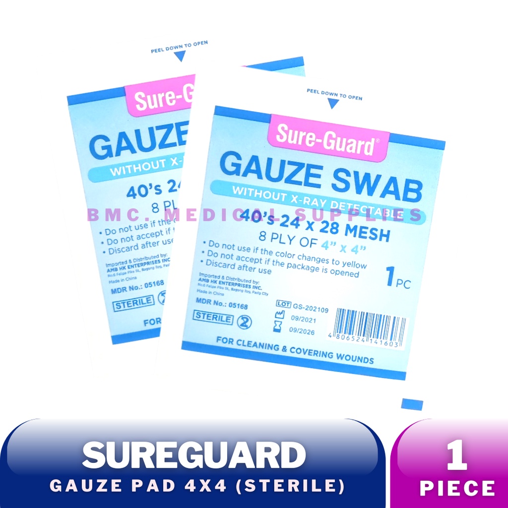 Sure-Guard Sterile Gauze Pad - 4x4, 3x3 and 2x2 (8xPLY) (Sold Per Piece ...