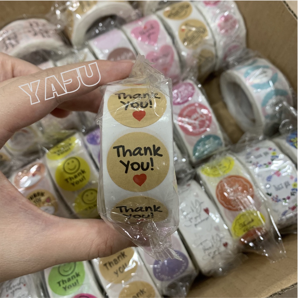 【YAJU!】Thank You & Handmake Sticker 25MM Label Seal Love Terima Kasih ...