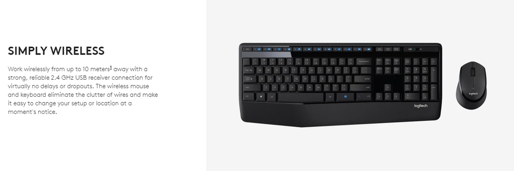 LOGITECH MK345 WIRELESS COMBO SET KEYBOARD & MOUSE PALM REST ADJUSTABLE ...