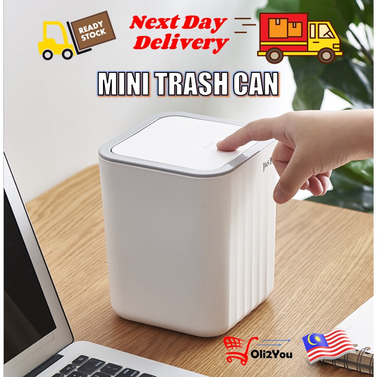 Mini Trash Can Portable with Lid Dustbin Portable Dust Box Desktop ...