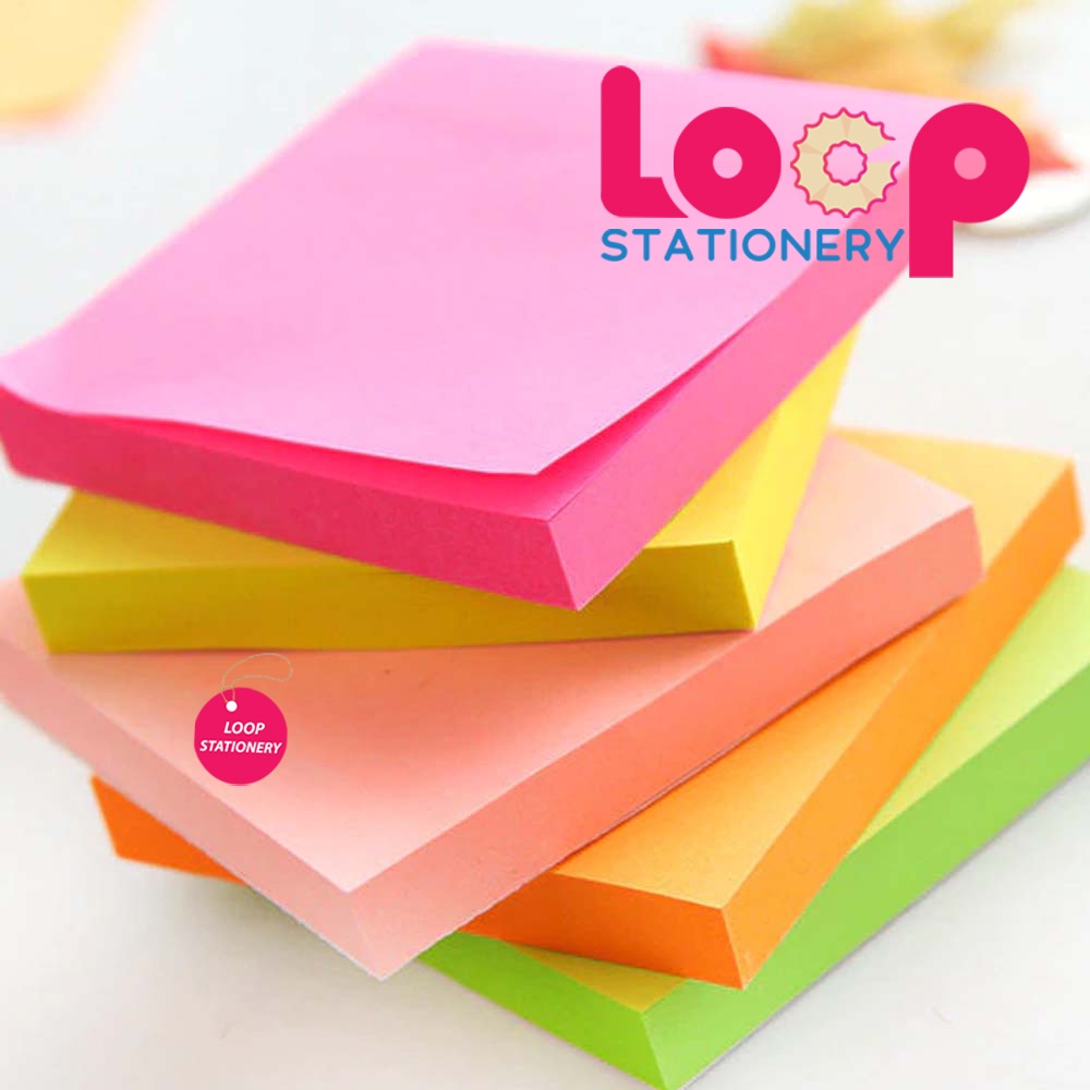 Sticky Notes Neon Colour Size 3''x3'' 100 Sheet/400 Sheet | Shopee Malaysia