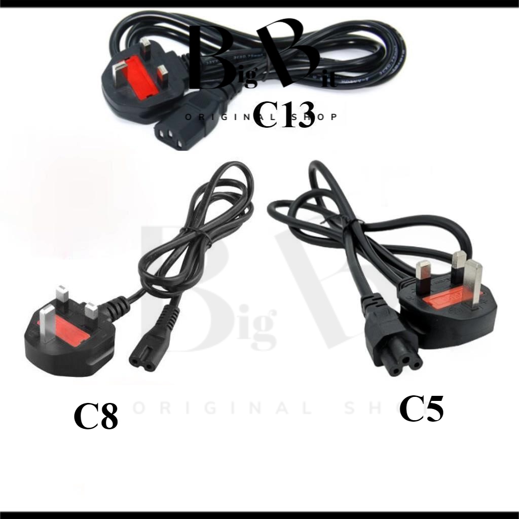 Bigbit Power Cord Cable 3 Pin 13A Fuse for Desktop PC Monitor Printer ...