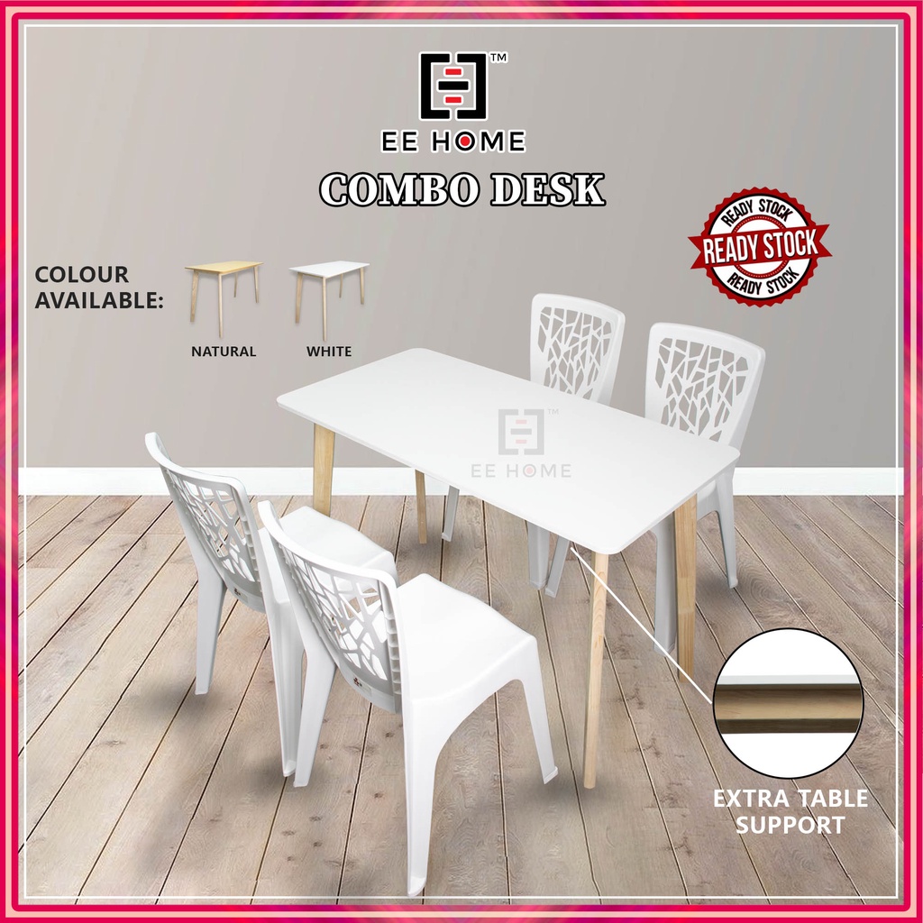 EE HOME Set Northern European Style Dining Table with Chair Set Meja ...
