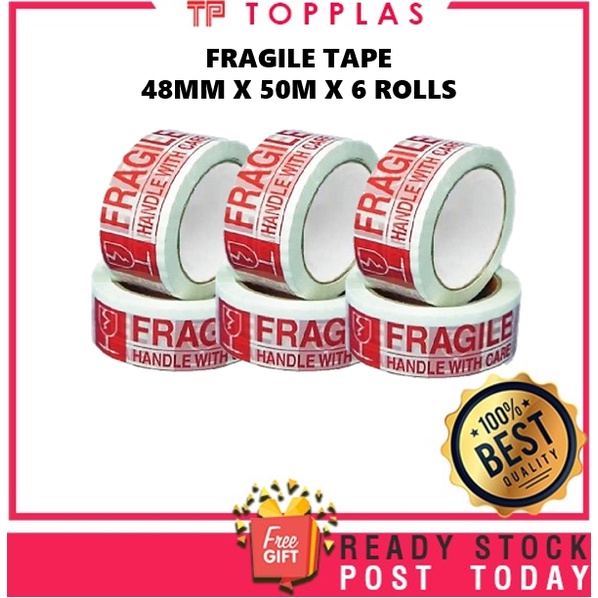 Fragile OPP Tape 48mm x 50y/45meter Ready Stock [1 bundle = 6 rolls] 🔥 ...