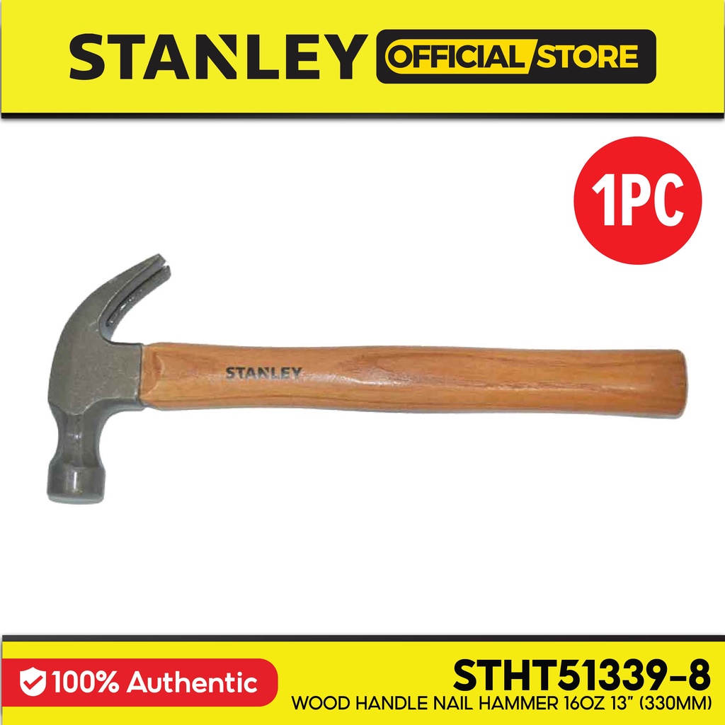 Stanley Wood Handle Nail Hammer (16oz x 330mm x 13") STHT51339 | Shopee ...