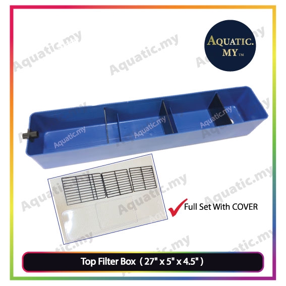 Top Filter Box Aquarium 27" x 5" x 4.5" (Blue) /Top Filter Tank/ Filter ...