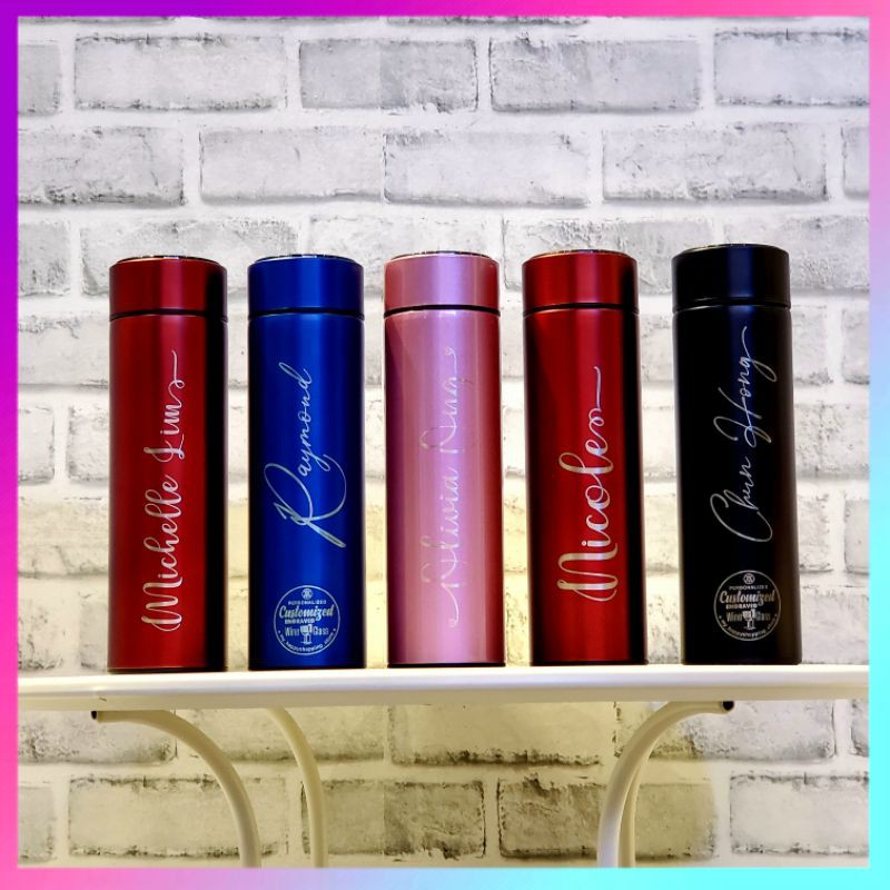 Bottle Flaks Personalized Customized Laser Engraved LED TOUCH SCREEN 480ML THERMOS BOTTLE ...