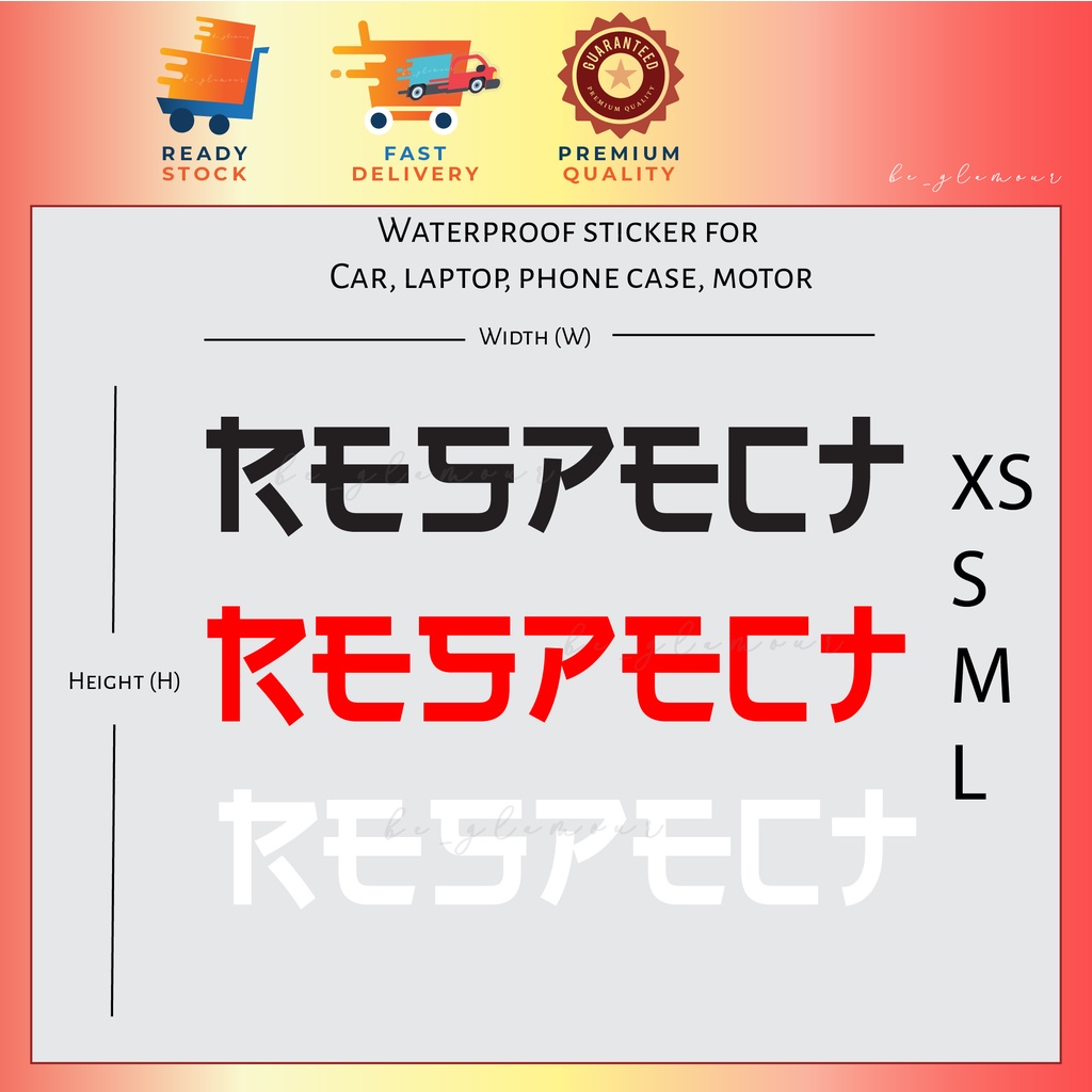 RESPECT Sticker japanese kereta stiker pantulan cahaya jepun racing ...