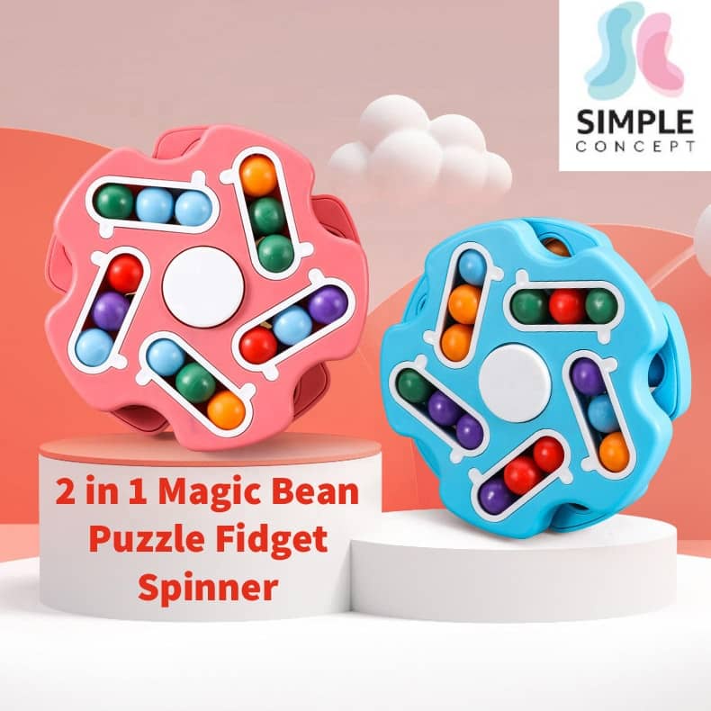 (Ready Stock) Magic Rubik Bean Puzzle Fidget Spinner Rotating Magic ...