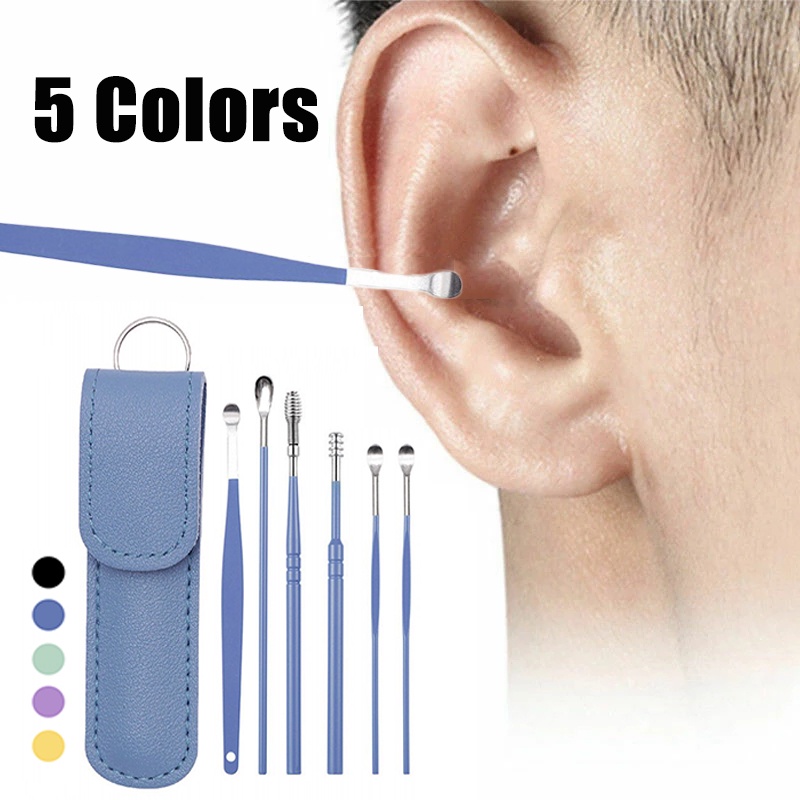 6-piece Stainless Steel Cerumen Remover Set / Spring Rotating Ear Wax ...