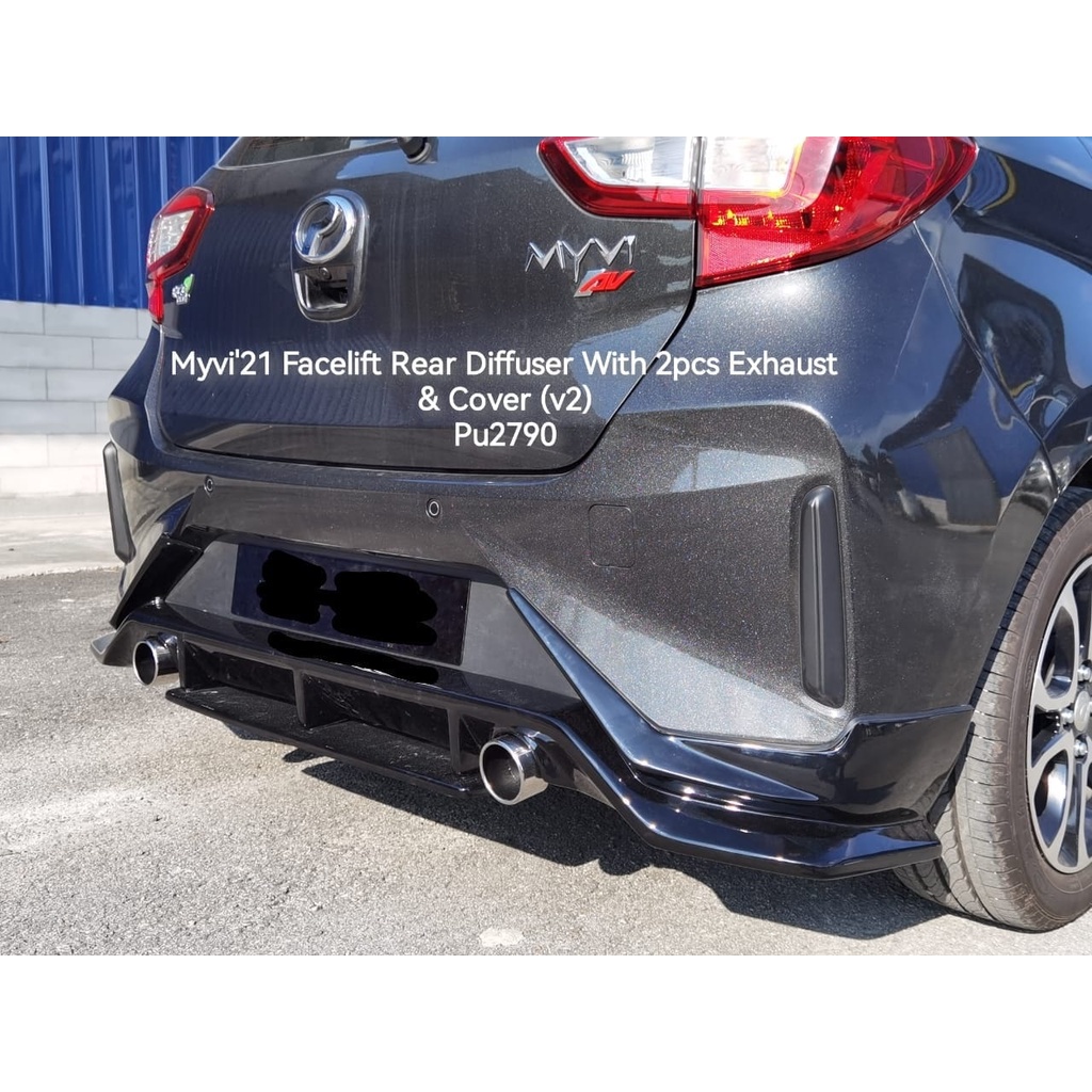 PU2790 PERODUA MYVI 2021 FACELIFT REAR DIFFUSER WITH 2 PCS EXHAUST ...