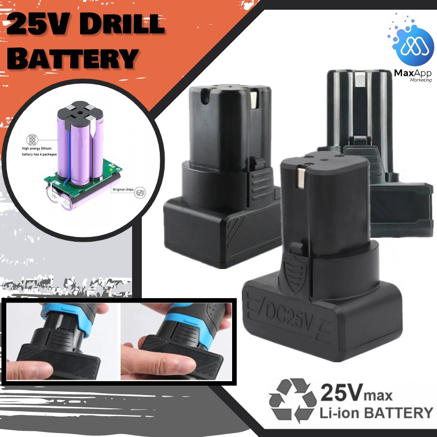 25v Cordless Drill Replacement Li-ion Lithium Cordless Electric Drill ...