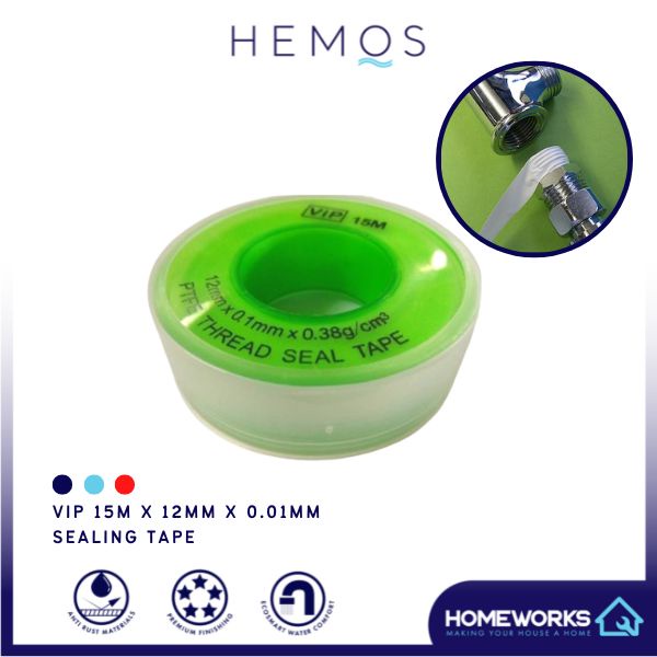 VIP 15M X 12MM X 0.01MM SEALING TAPE FOR WATER TAP PIPE THREAD | Shopee ...