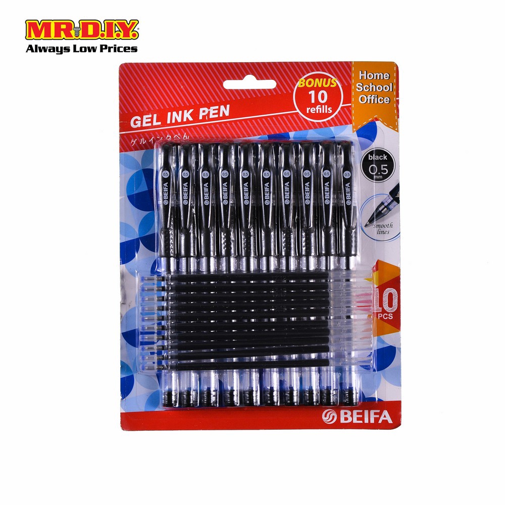 BEIFA Black Gel Ink Pen 0.5mm (10+10 pcs) | Shopee Malaysia