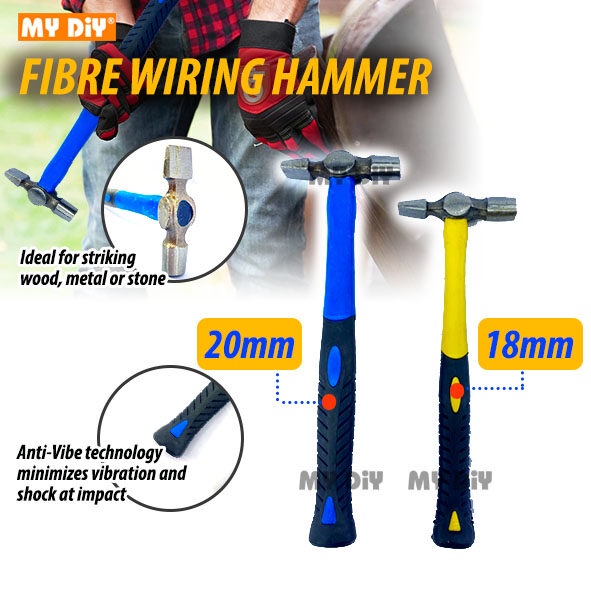 MYDIYHOMEDEPOT - 20MM /18MM FIBRE WIRING HAMMER TUKUL / Cross Pein ...