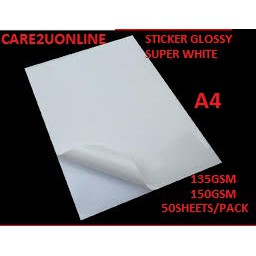 A4 Glossy Photo Sticker 135gsm/150gsm (50sheets) | Shopee Malaysia