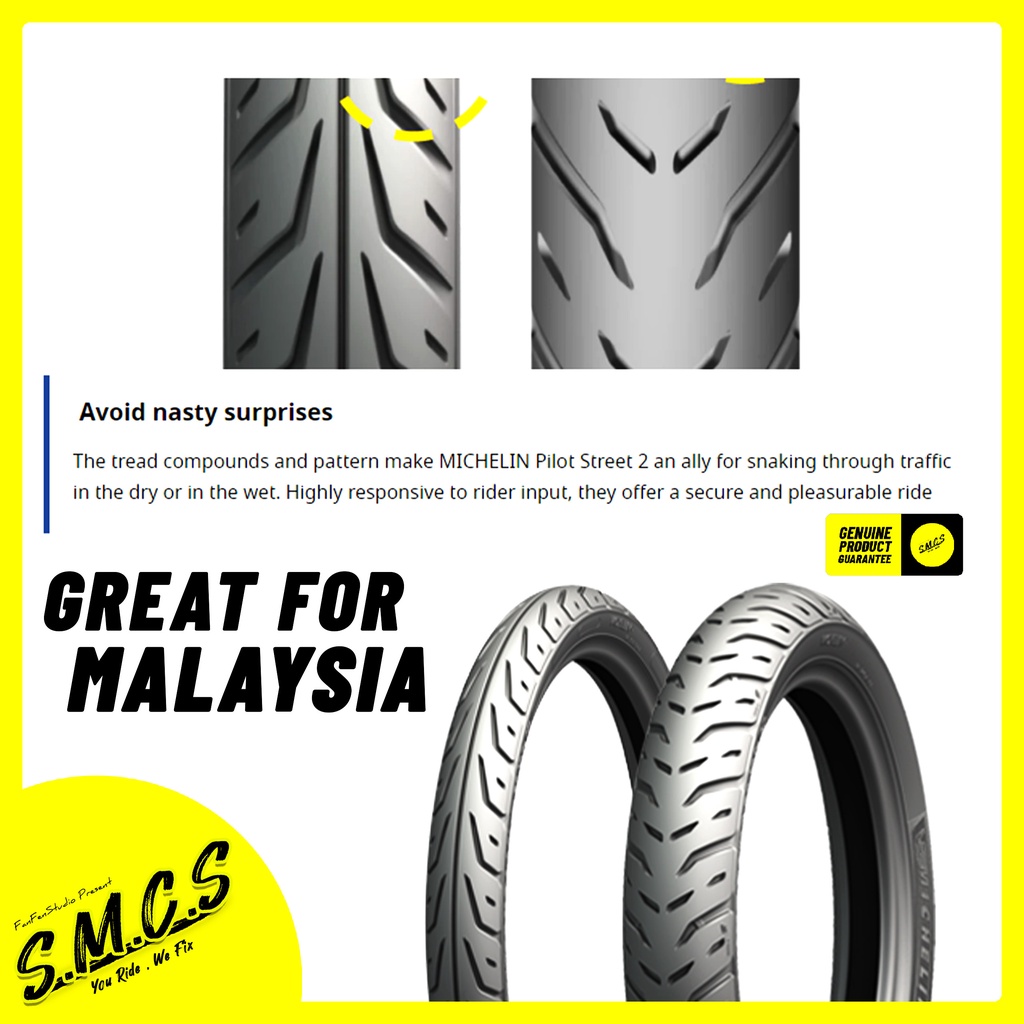 MICHELIN TYRE PILOT STREET 2 110/70-17 MC TL 54S TUBELESS MICHELIN ...
