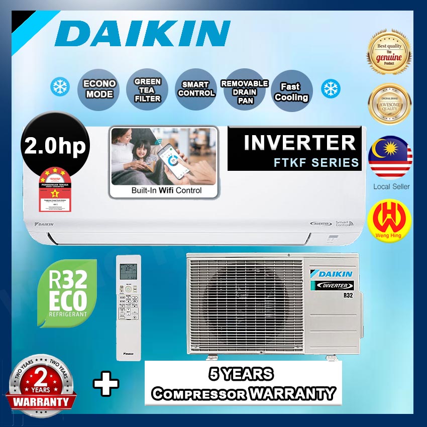Daikin 2hp Inverter + WIFI R32 FTKF50A FTKF Series Wall Mounted Air Conditioner Aircond | Shopee ...