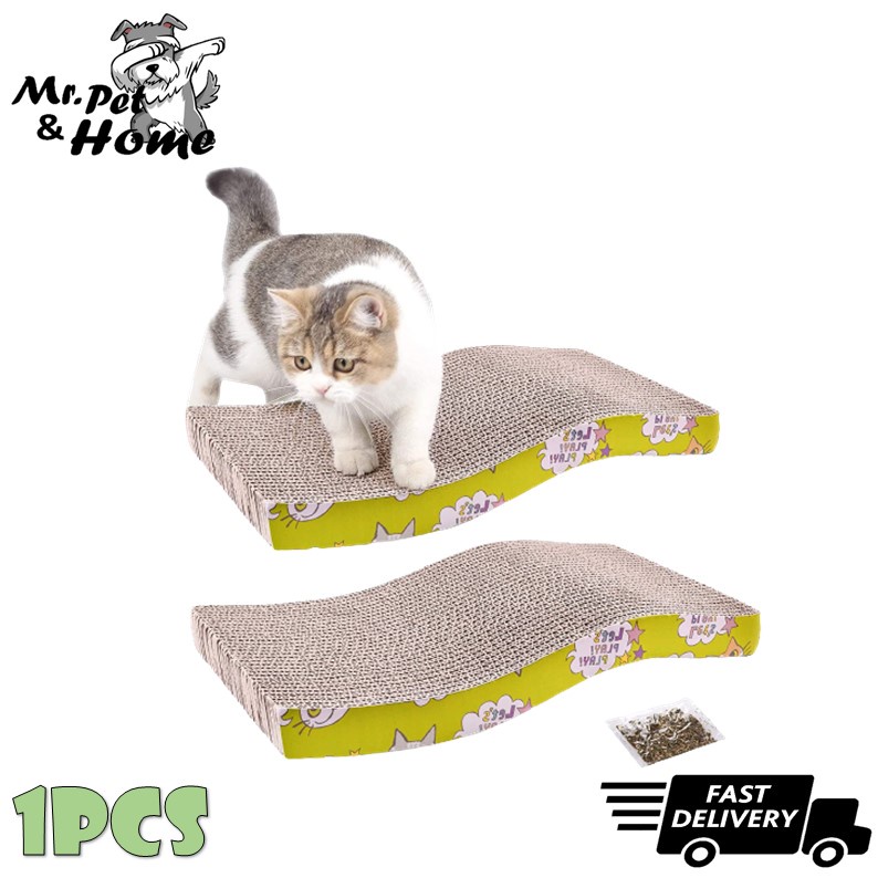 Wave Shape Cat Scratcher Corrugated Scratching Board Pad Kitten Claws ...