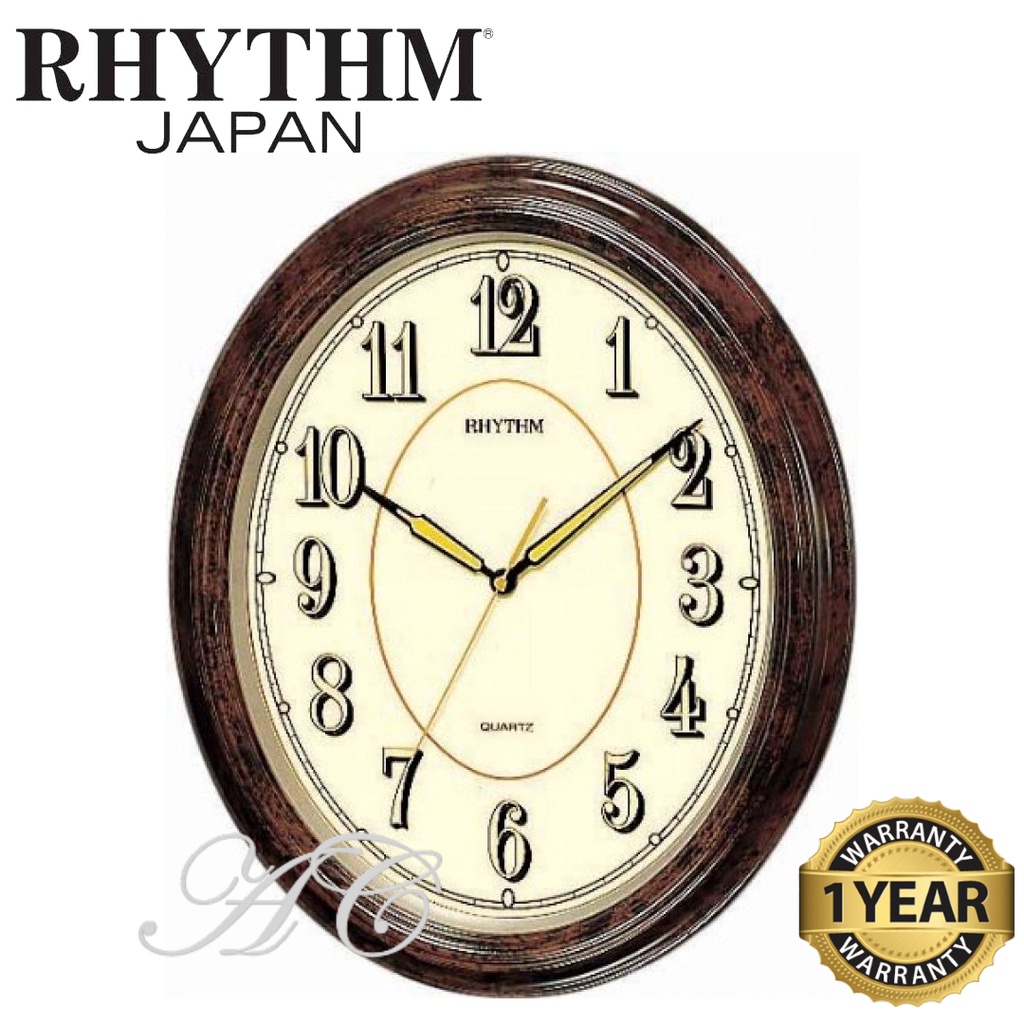 100% ORIGINAL RHYTHM Luminous Analogue Wall Clock (Jam Dinding) CMG712 ...