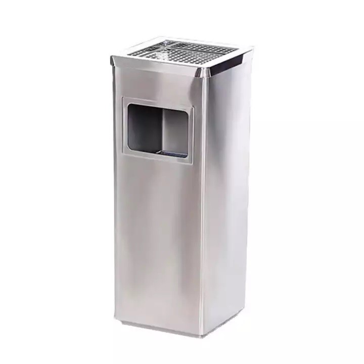 Stainless Steel Dustbin With ashtray for Hotel Restaurant Lobby Public ...