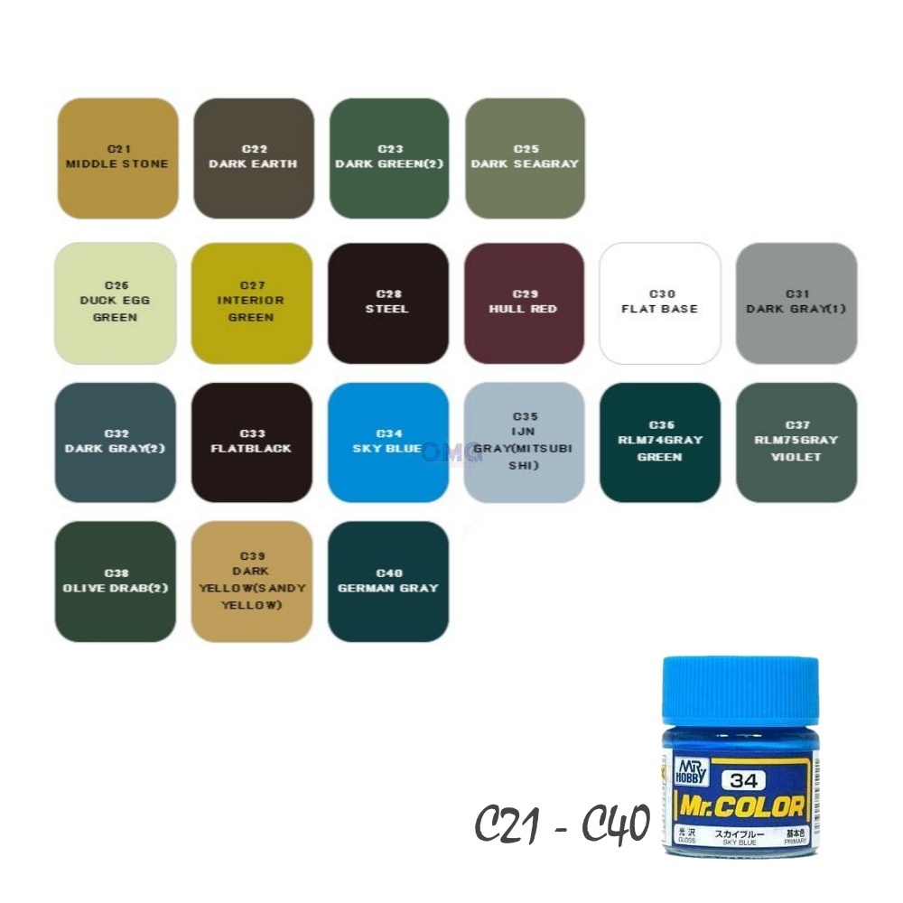 Paint Mr Hobby Mr Color C21 - C40 Mr. Hobby Primary Basic Color Gundam ...