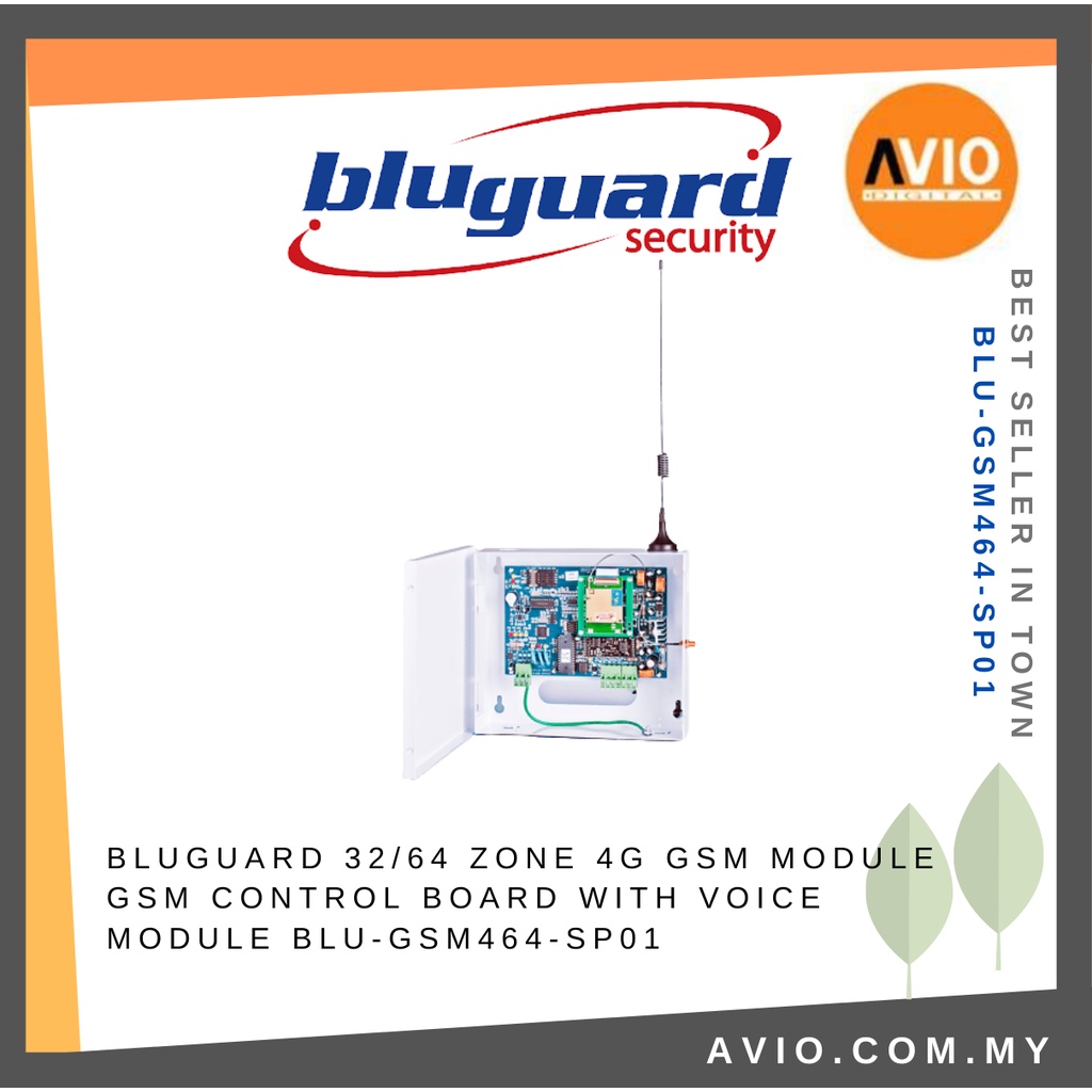 Bluguard 32 64 Zone T64 4G GSM Sim Card Voice Module with Antenna Metal ...