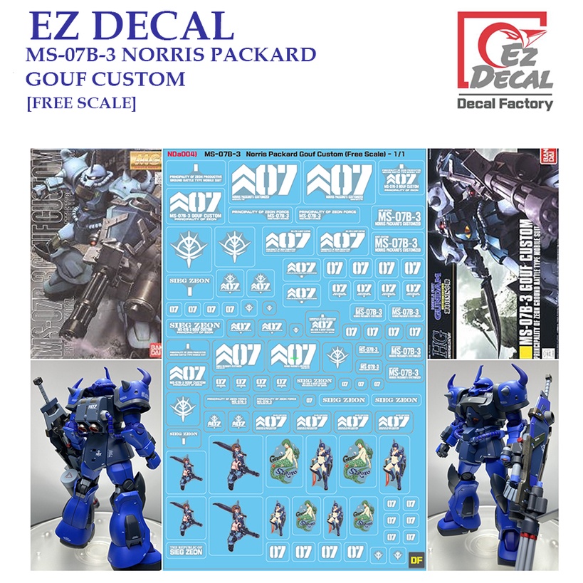 [EZ DECAL] A13 [1] MG/HG MS-07B-3 NORRIS PACKARD GOUF CUSTOM GUNDAM ...