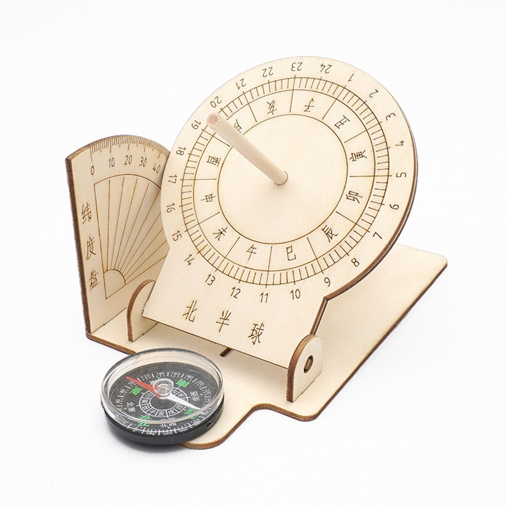Equatorial Sundial Clock Wooden Scientific Model DIY Teaching Aid ...