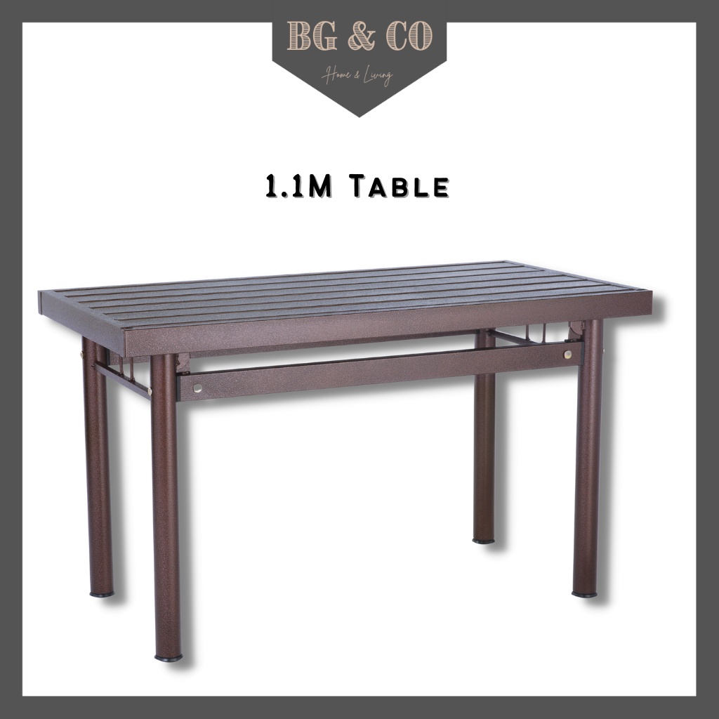 HASSA 1.1M Metal Outdoor Table Outdoor Dining Table Metal Dinning Table ...