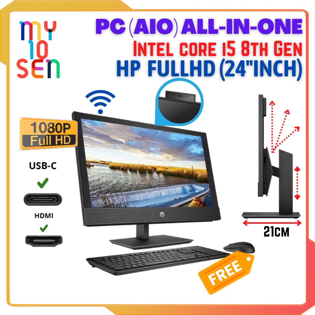 Pc HP all-in-one AIO 400 G4 i5 8th Gen 8GB DDR4 256GB M.2 SSD LED24 ...
