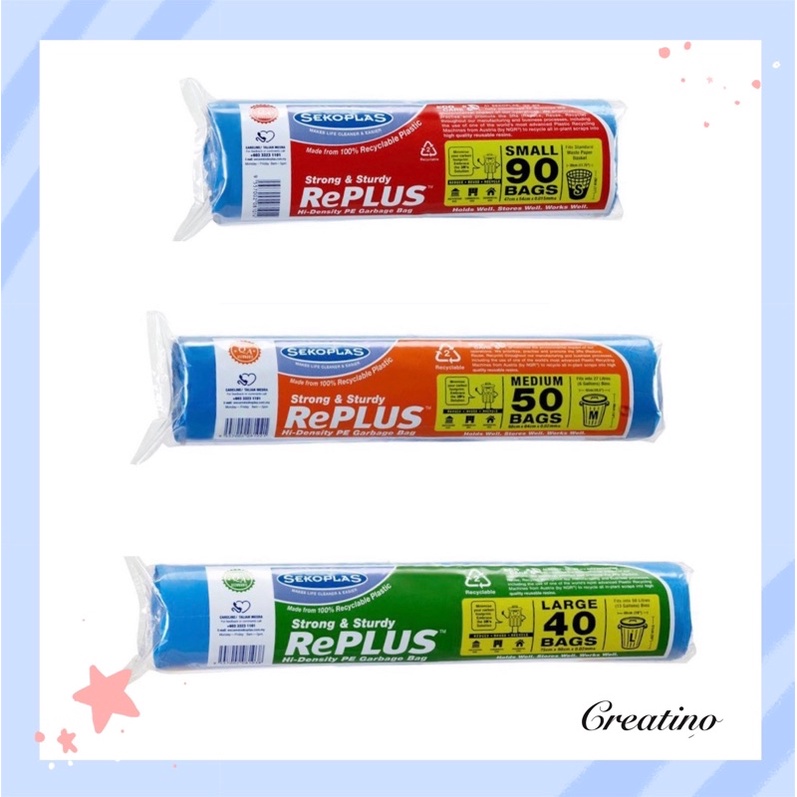 SEKOPLAS RePlus HDPE Garbage Bag Trash Bag Bin Liner Disposable Plastic ...