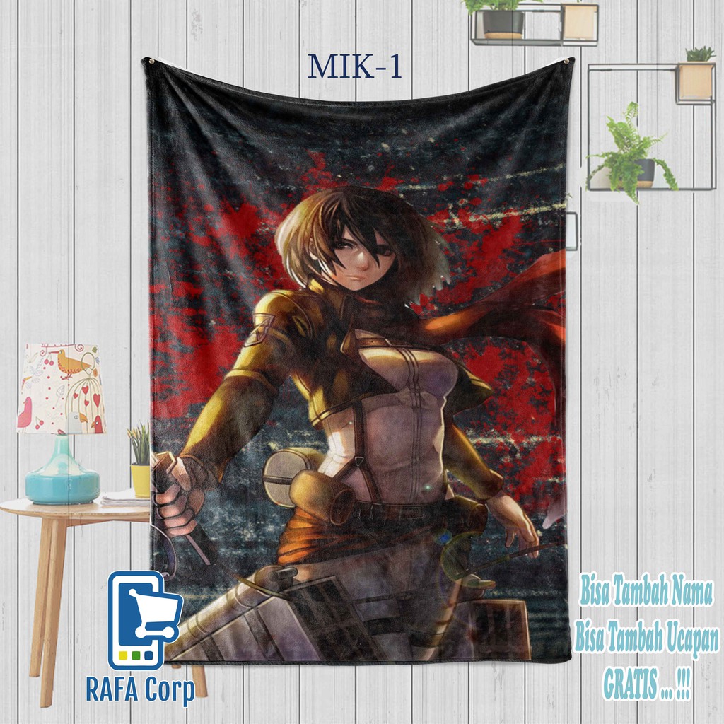 Custom Anime Blanket with Mikasa Ackerman Attack On Titan Image ...