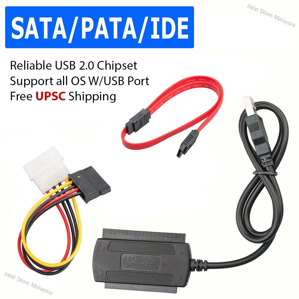 💥Ready Stock💥 SATA/PATA/IDE to USB 2.0 Adapter Converter Cable for Hard ...